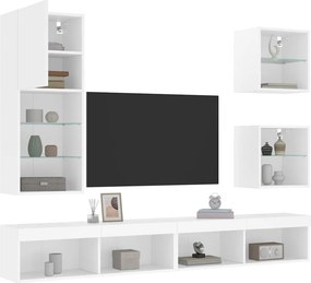 5dílná obývací stěna s LED osvětlením bílá kompozitní dřevo 3216675