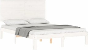 Rám postele s čelem bílý Small Double masivní dřevo 3193632