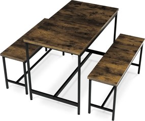 Jídelní set 1+2, rozměr stolu, rozměr lavice 98x30x47, MDF, barva staré dřevo (110 x 60) cm