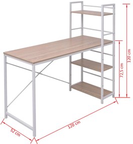 vidaXL Marketos Pracovní stůl se 4patrovou knihovnou dub