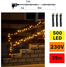 FK technics | LED Vánoční venkovní řetěz 500xLED 35m IP44 teplá bílá | FK0043