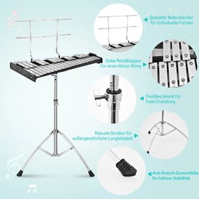 Costway 32 Tónová xylofonová zvonkohra s nastavitelným stojanem a paličkami