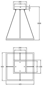 Fabas Luce 3394-40-225 - LED Stmívatelný lustr na lanku BARD LED/39W/230V zlatá