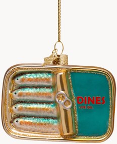 Ručně foukaná vánoční ozdoba Blue Sardines