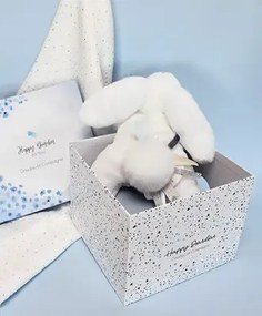 Doudou Dárková sada - Plyšový králíček s bílou bambulkou 25 cm / od 0