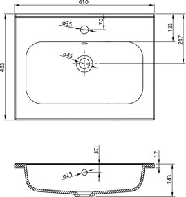 Sapho Sapho, SIDRA umyvadlo, litý mramor, 61x46cm, bílá, SD061