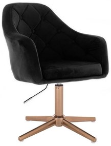 LuxuryForm DESIGN Otočné křeslo ANDORA VELUR na zlatém kříži - černé