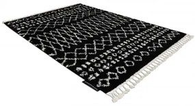 koberec BERBER ETHNIC 63802, černo bílý střapce, Maroko Shaggy velikost 200x290 cm | krásné koberce cz