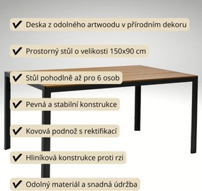 Vikio Zahradní jídelní set 150x90 pro 4 osoby AZS155P-4 přírodní