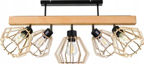 Dřevěná stropní lampa Lustr Stropní Svítidlo Loft Černá na 5x Klosz E27