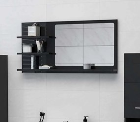 vidaXL Koupelnové zrcadlo 90 x 10,5 x 45 cm kompozitní dřevo [805022] Barva: černá s vysokým leskem