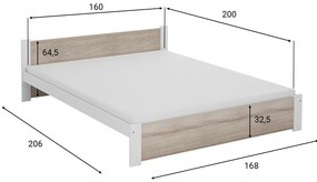 Postel IKAROS 160 x 200 cm, bílá/dub sonoma Rošt: S lamelovým roštem, Matrace: Matrace Deluxe 10 cm