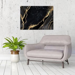 Skleněný obraz zlaté abstrakce (70x50 cm)