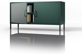 TV skříňka kovová na nožičkách lahvově zelená, 1150x595x400 mm: ROSA Modern