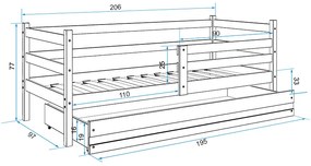 Postel Norbert 90x200 borovice/zelená