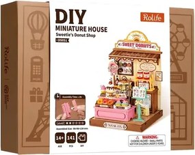 RoboTime Miniatura domečku Obchod s donuty / 3D dřevěná skládačka / 14