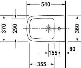 Duravit DuraStyle - Závěsný bidet, 1 otvor pro armaturu propíchnutý, 37x54 cm, bílý 2287150000