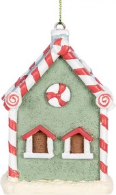 Zelená závěsná dekorace perníková chaloupka Candy - 6*4*8 cm