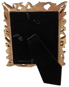 Zlato-hnědý fotorámeček se zdobným okrajem listů – 10x15 cm