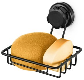 Černý samodržící nástěnný držák na mýdlo Compactor Bestlock Black Soap &amp; Sponge Holder