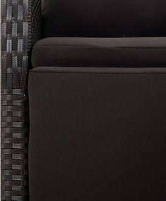 3dílný zahradní jídelní set černý polyratan a masivní akácie 3157606