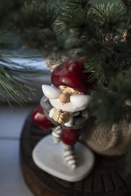 IB LAURSEN Vánoční figurka Santa's Helper Boy Yoga A, červená barva, šedá barva, pryskyřice