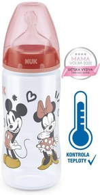NUK FC+ láhev s kontrolou teploty Mickey 300 ml Červená