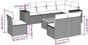9dílná zahradní sedací souprava s poduškami černá polyratan 3225481