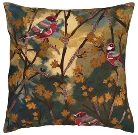 SCANquilt povlak ART NATURE red birds zelenočervená 45 x 45 cm