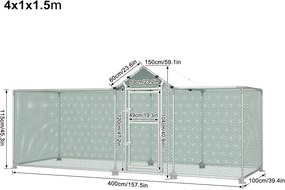 Amzon Venkovní výběh pro zvířata  kurník 4 x 1 x 1,5 m | Aufun Outdoor