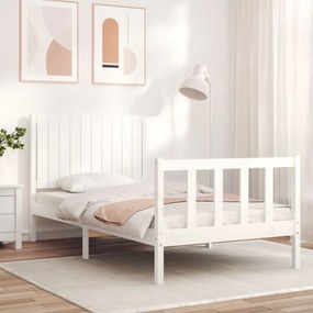 vidaXL Rám postele s čelem 100 x 200 cm masivní dřevo [3192939] Barva: Bílá