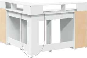 Psací stůl s LED světly bílý 130 x 130 x 91 cm kompozitní dřevo 3309447