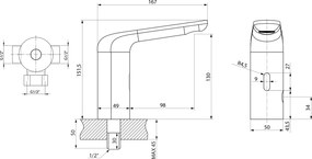 Sapho senzorová stojánková baterie 6V DC (4xAA) chrom PS203