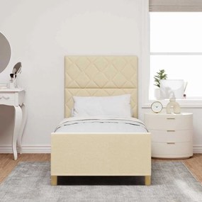 Rám postele s čelo Krémová 90 x 190 cm textil 3344772
