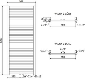 Mexen Hades, elektrické topné těleso 1200 x 500 mm, 600 W, zlatá lesklá, W104-1200-500-2600-50