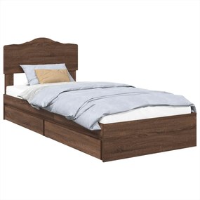 Postel s úložným prostorem se zásuvkou Hnědý dub 70 x 190 cm 3413151