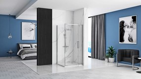 Rea Rapid Swing, rohový sprchový kout 100(dveře) x 80(stěna) x 195 cm, 6mm čiré sklo, chromový profil, KPL-K4606