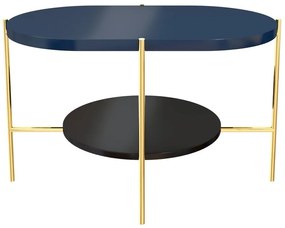 Konferenční stolek oválný GLADYS - tmavě modrý / zlatý