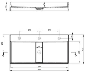 Deante Blur, granitové umyvadlo na desku 800x400x120 mm, bílá, DEA-CQB_AU8S