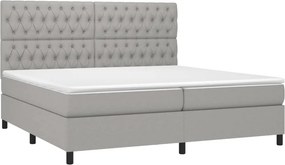 Box spring postel s matrací světle šedá 200 x 200 cm textil 3142041