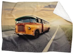 IMPAR Fleecová deka Retro autobus 150x120 cm (Rozměr : 200 x 140 cm, Podšití beránkem: ANO)