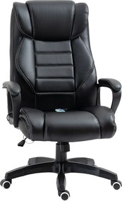 Kancelářská židle Vinsetto s masážní funkcí, ergonomická exekutivní židle s vibrační masáží, houpací funkce, výškově nastavitelná otočná židle, černá