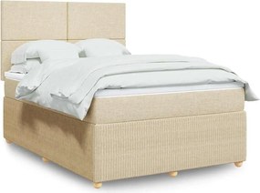 Box spring postel s matrací krémová 140x200 cm textil 3294377