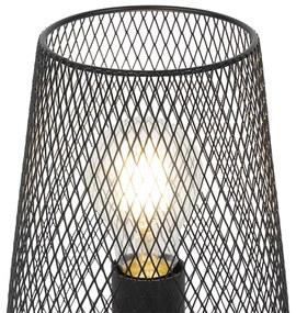 Designová stolní lampa černá se dřevem - Bosk