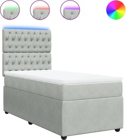 Box spring postel s matrací světle šedá 100x200 cm samet 3294568
