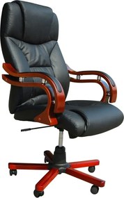 vidaXL Kancelářská židle pravá kůže [20034] Barva: Černá