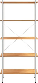 Policový regál s 5 policemi bílý a dub 80 x 40 x 163 cm 336350