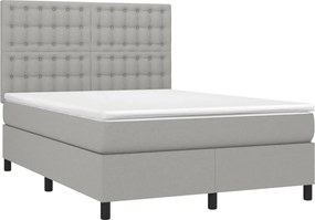 Box spring postel s matrací světle šedá 140 x 190 cm textil 3142089