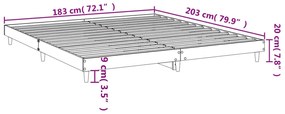 Rám postele betonově šedý 120 x 200 cm kompozitní dřevo