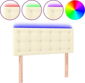 Čelo postele s LED krémové 90x5x78/88 cm umělá kůže 3121692